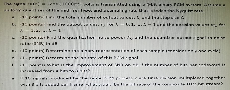 Solved The Signal M T 4cos 1000nt Volts Is Transmitted 