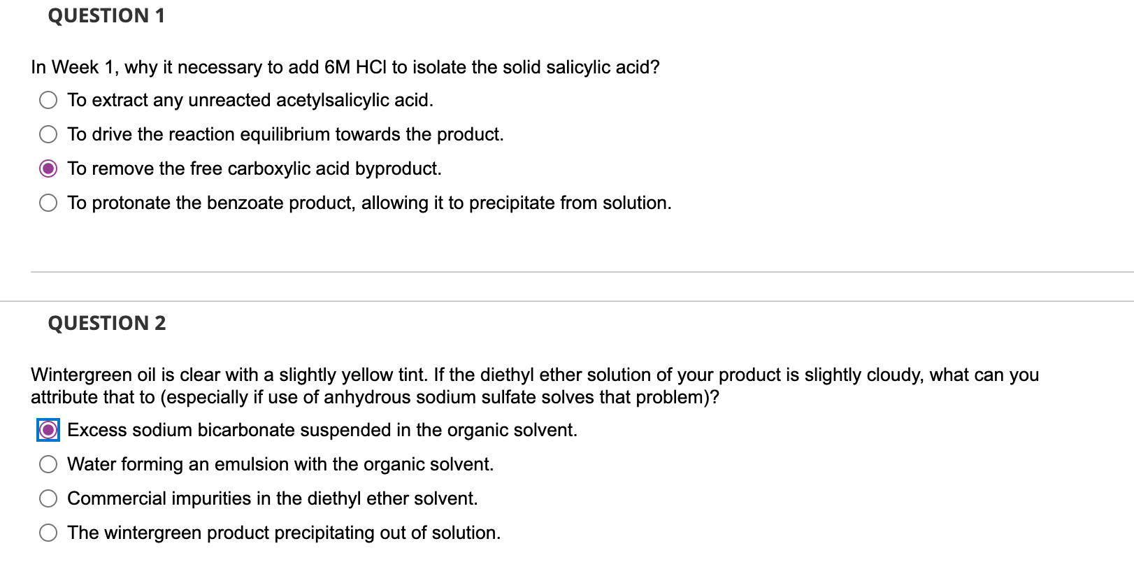 Solved QUESTION 1 In Week 1, why it necessary to add 6M HCl | Chegg.com