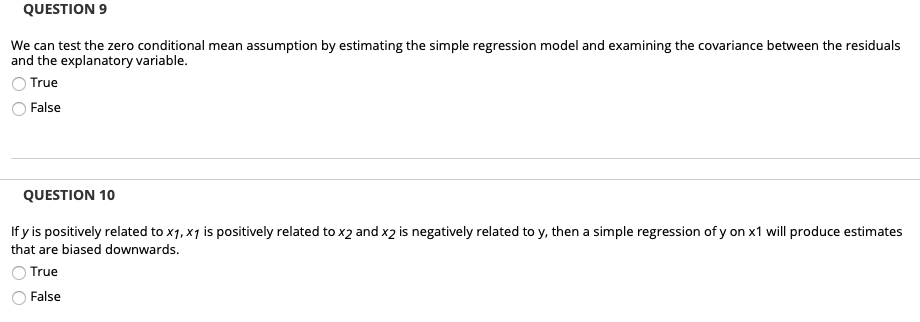 Solved QUESTION 9 We can test the zero conditional mean | Chegg.com