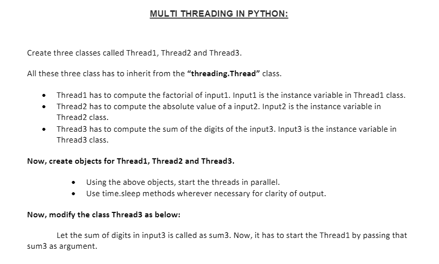 Solved Create three classes called Thread1, Thread2 and | Chegg.com