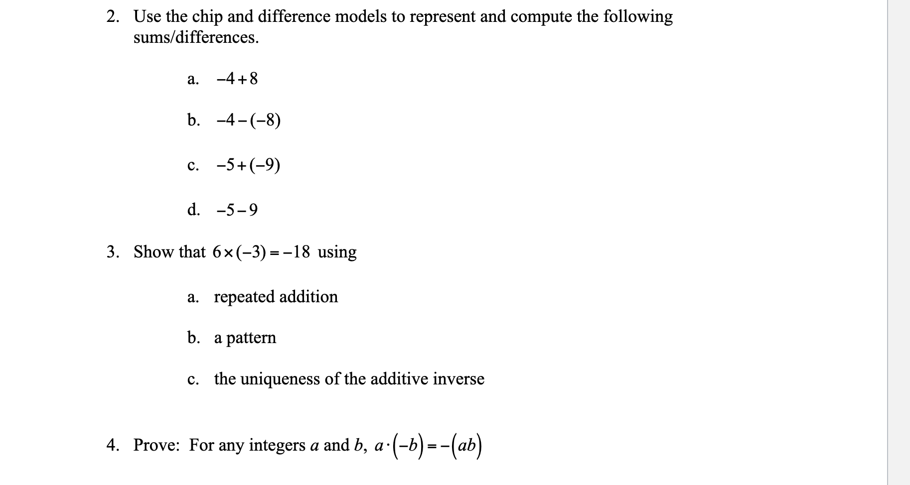 Solved 2. Use the chip and difference models to represent | Chegg.com