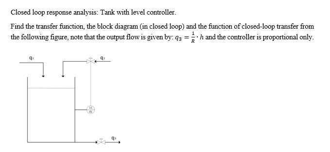 Solved Closed loop response analysis: Tank with level | Chegg.com