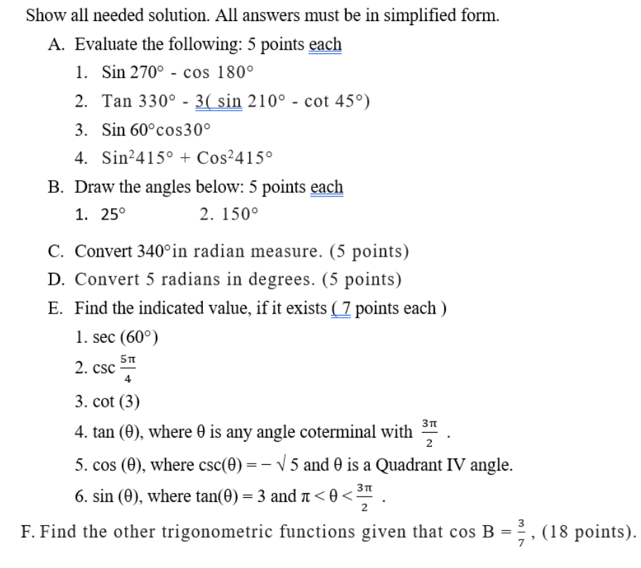 Solved Show all needed solution. All answers must be in | Chegg.com