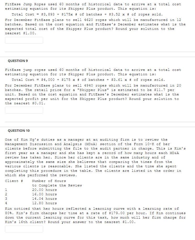 Solved FitEase Jump Ropes used 60 months of historical data | Chegg.com