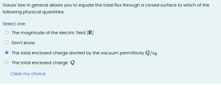 Solved Gauss' law in general allows you to equate the total | Chegg.com