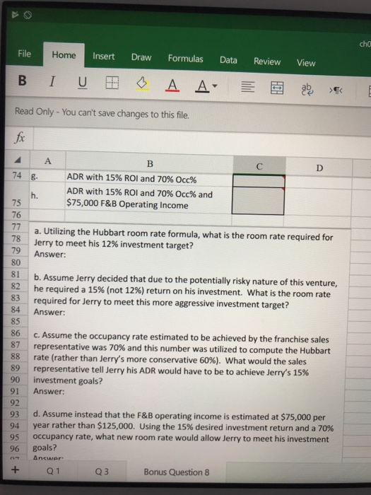 Solved Home Insert Draw Formulas Data Review View File Read | Chegg.com