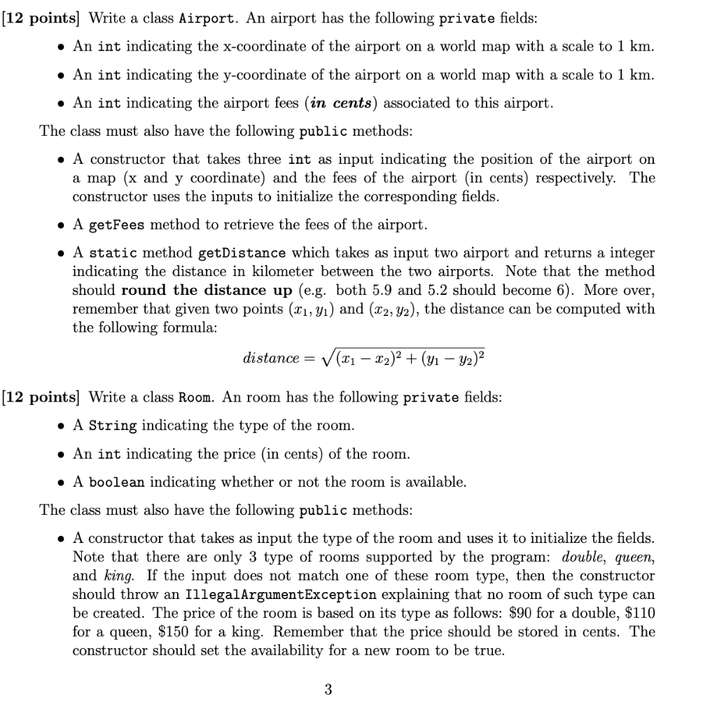 Solved [12 points Write a class Airport. An airport has the | Chegg.com