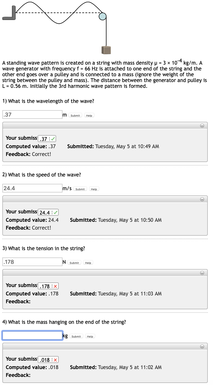 Solved -- A standing wave pattern is created on a string | Chegg.com