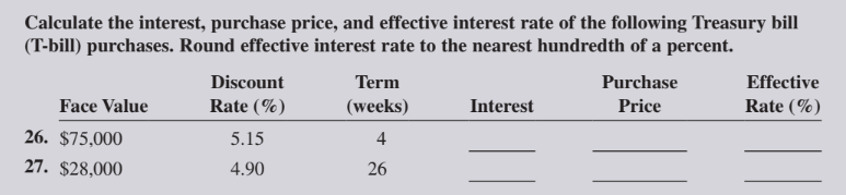 Solved Calculate the interest, purchase price, and effective | Chegg.com