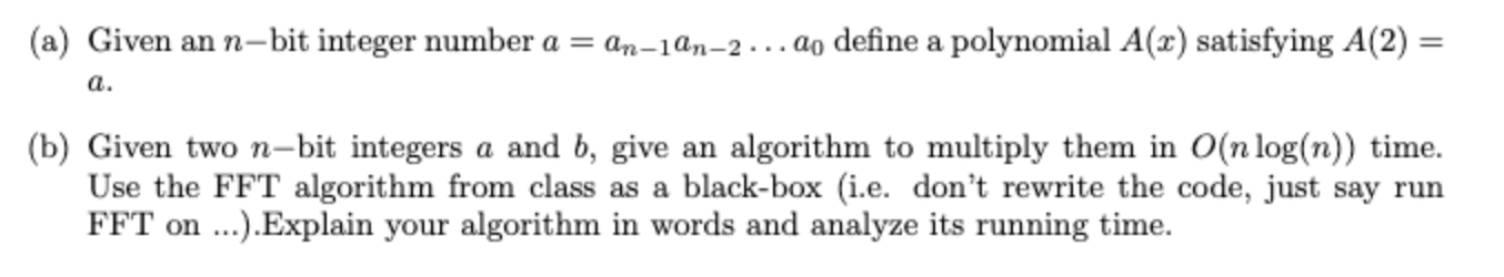 (a) Given an n-bit integer number a = an-1an-2... do | Chegg.com