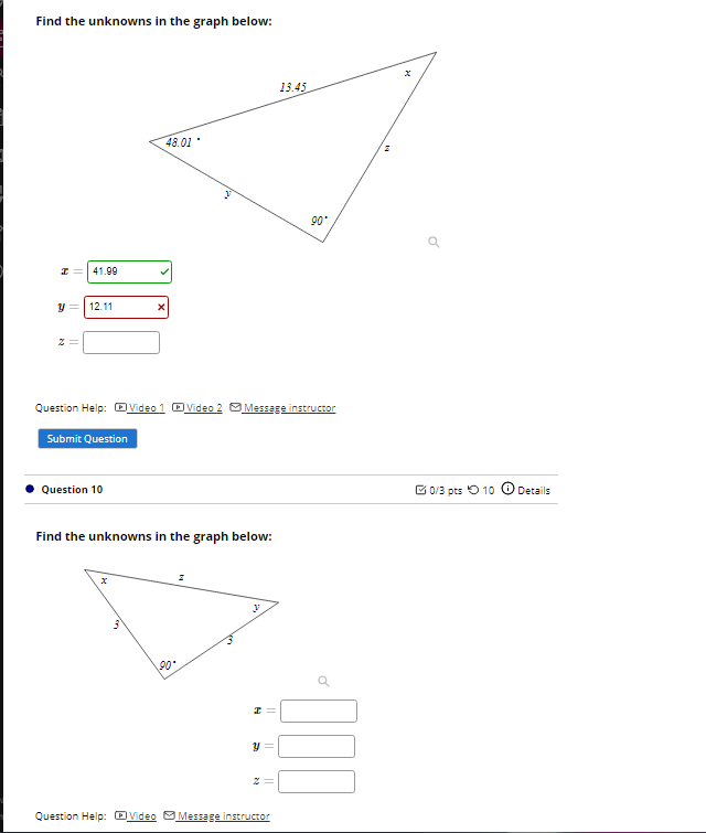 Solved Find the unknowns in the graph below: 13.45 48.01 90 | Chegg.com