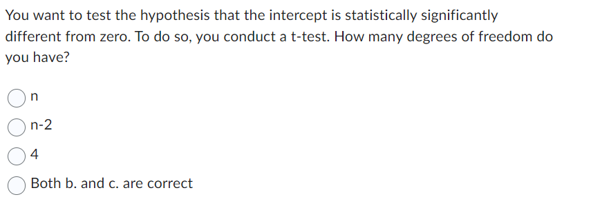 Solved You Want To Test The Hypothesis That The Intercept Is