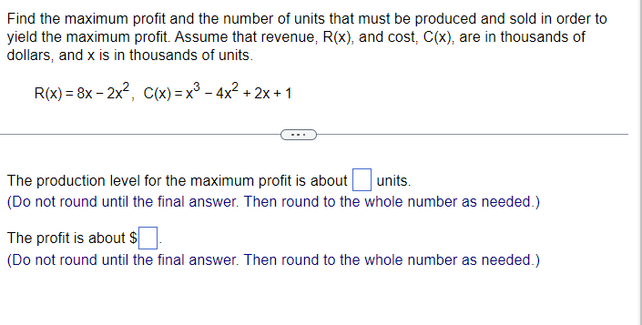 Solved Find the maximum profit and the number of units that | Chegg.com