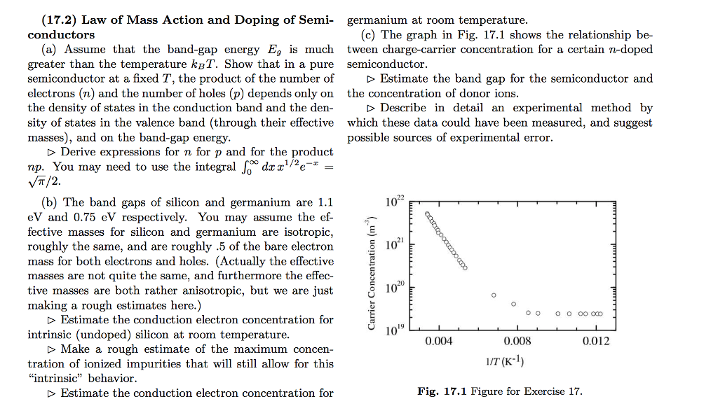 Solved (17.2) Law of Mass Action and Doping of Semi- | Chegg.com