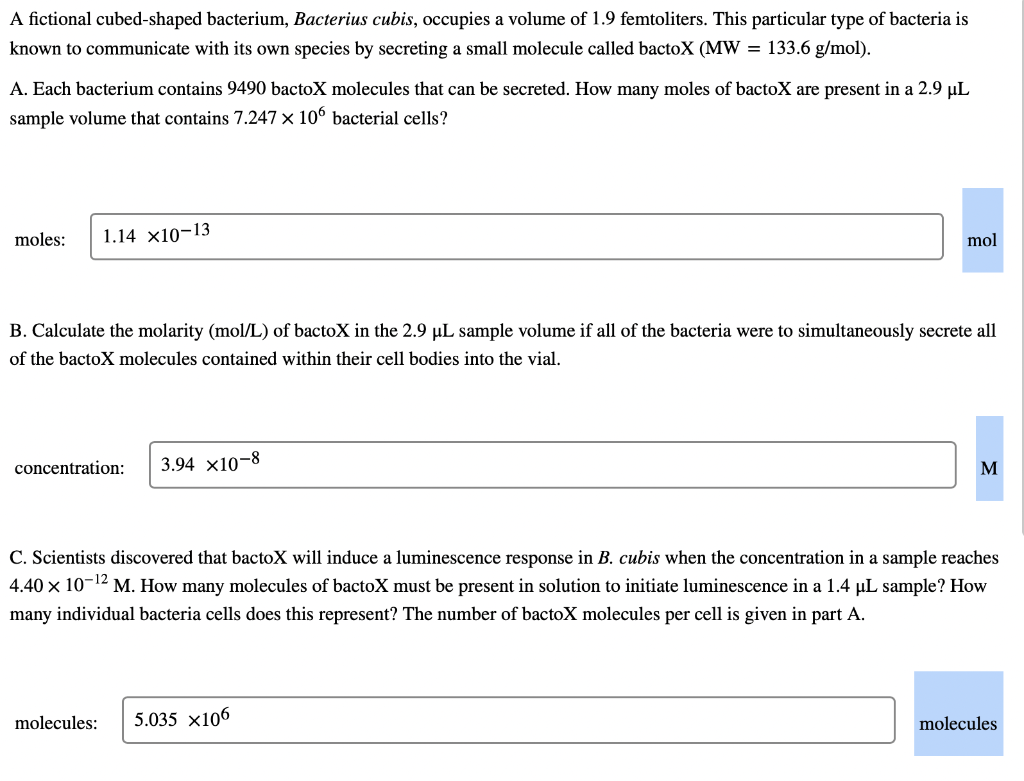 Solved A fictional cubed-shaped bacterium, Bacterius cubis, | Chegg.com