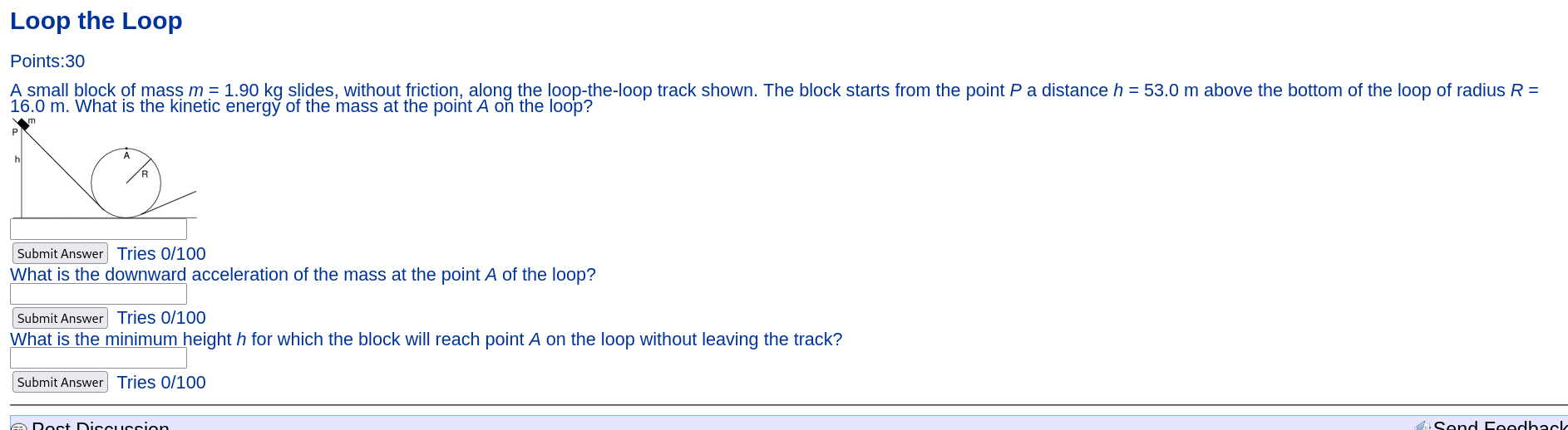 Solved Points:30 A small block of mass m=1.90 kg slides, | Chegg.com