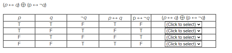 Solved (p↔q)⊕(p↔¬q) | Chegg.com