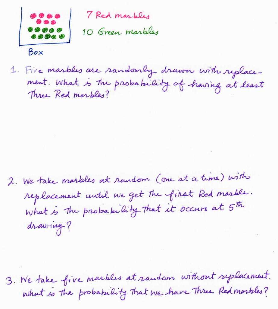 Solved 7 Red marbles 10 Green marbles 1. Five marbles are | Chegg.com