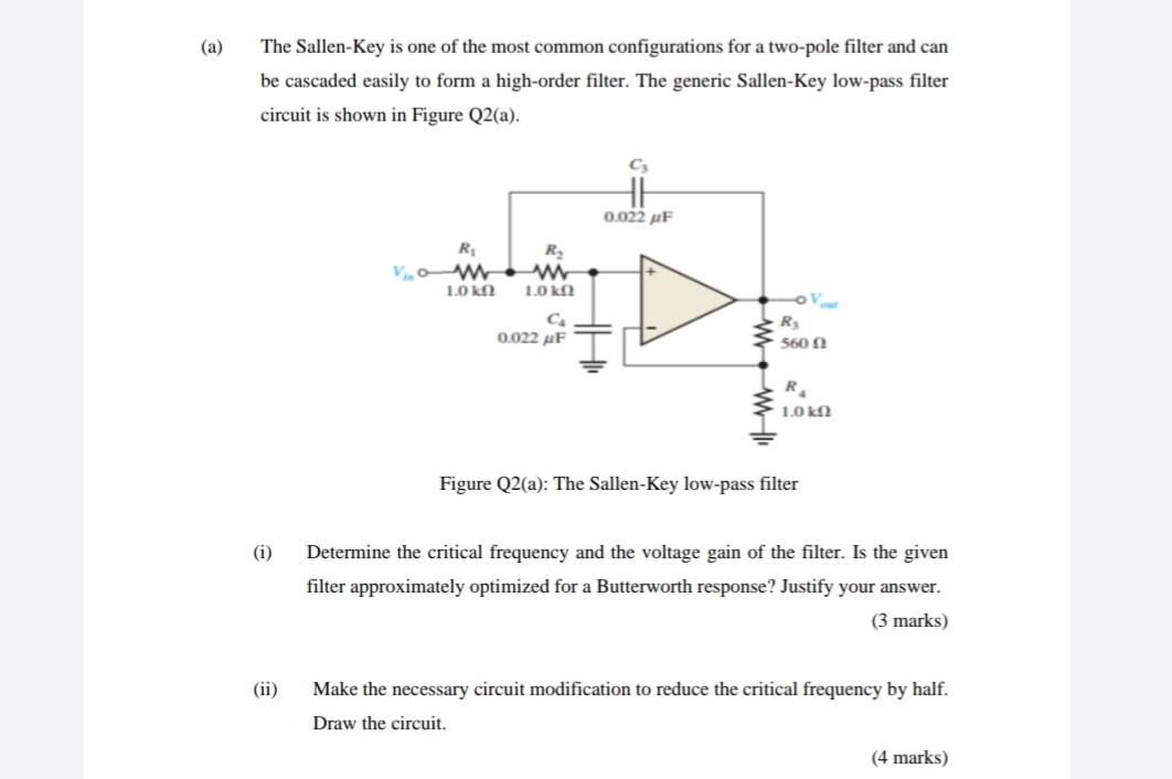 Solved (a) The Sallen-Key is one of the most common | Chegg.com