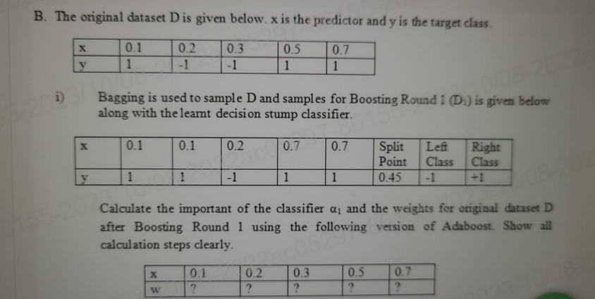 Solved ii) Bagging is used to sample D and samples for | Chegg.com