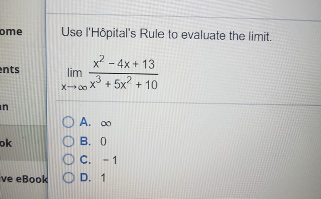 Solved Use l'Hôpital's Rule to evaluate the limit. lim x +0 | Chegg.com