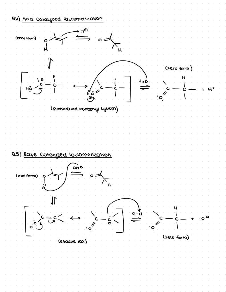 Solved Q4) Acia catalyzed Tautomenzation (enol form) (kero | Chegg.com