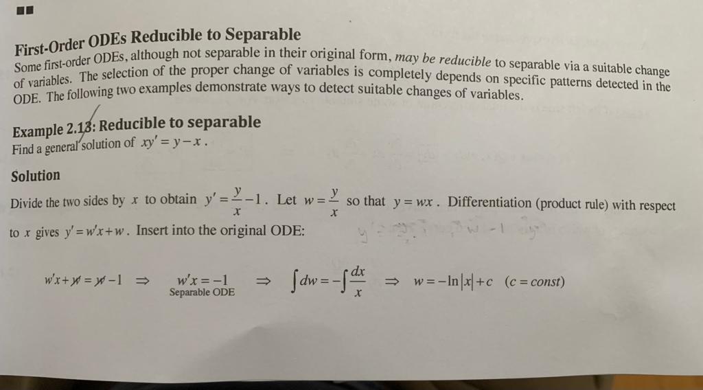 Solved Solve the ODE by reduction to separable. If an | Chegg.com