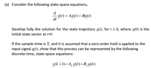 Solved (a) Consider the following state-space equations, | Chegg.com