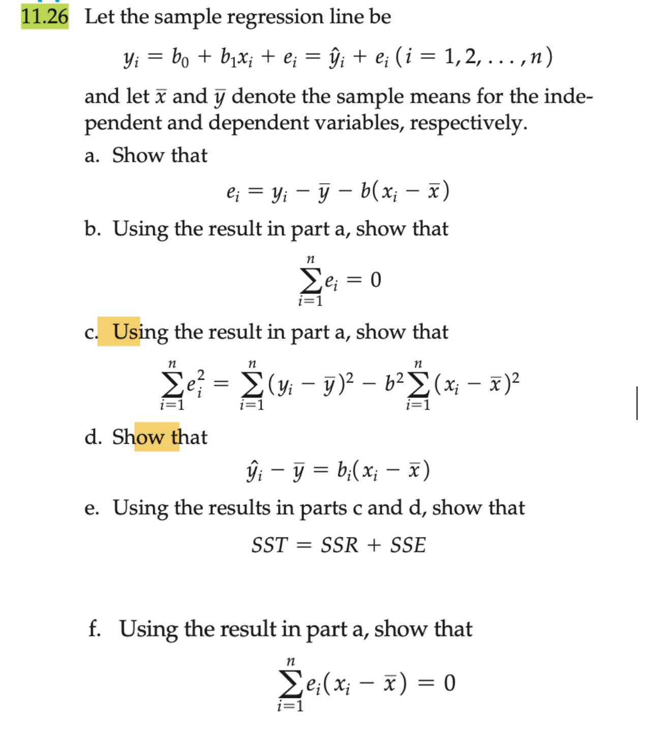 26 Let the sample regression line be | Chegg.com