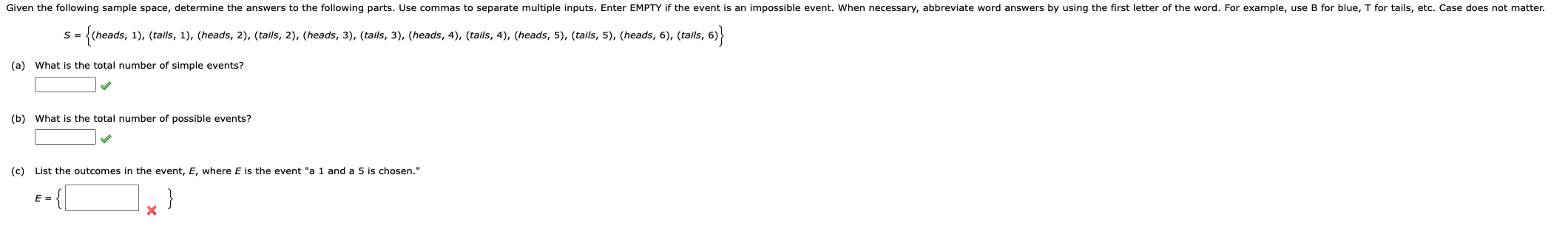 Solved Given the following sample space, determine the | Chegg.com