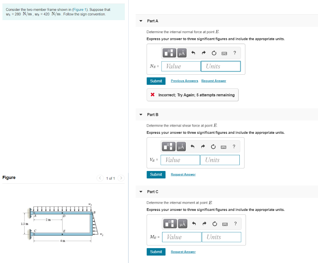 Solved Consider the two-member frame shown in (Figure 1). | Chegg.com