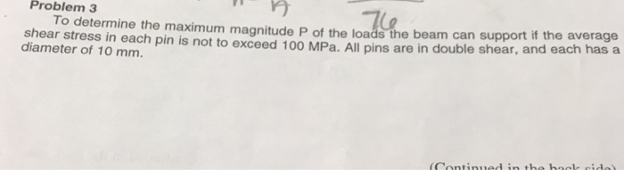 Solved Problem 3 To determine the maximum magnitude P of the | Chegg.com