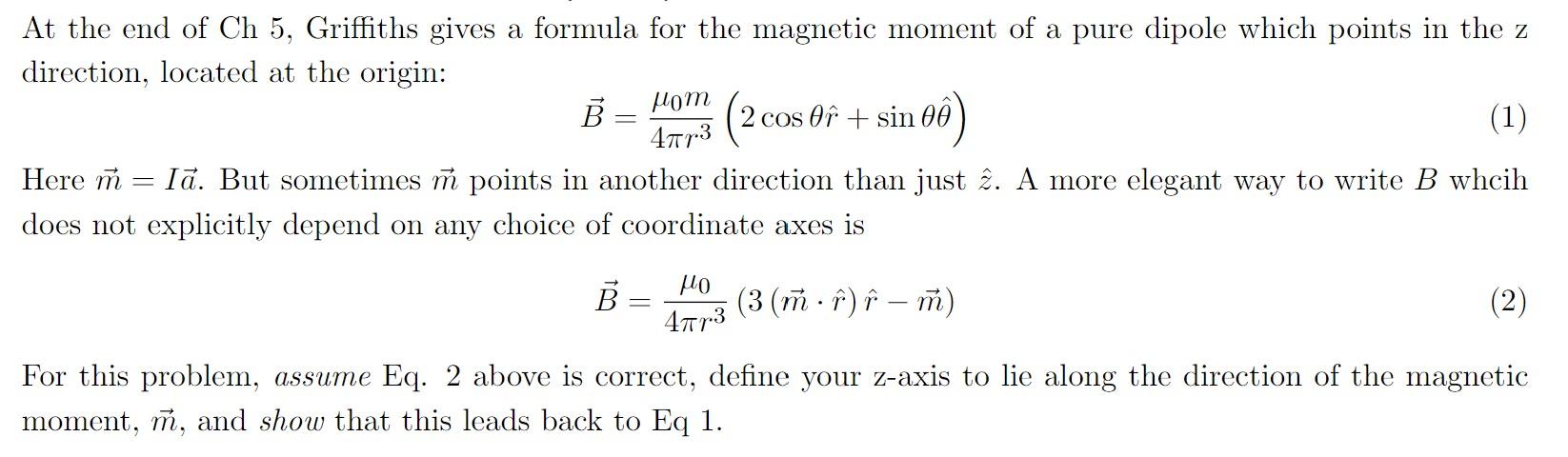 Solved At the end of Ch 5, Griffiths gives a formula for the | Chegg.com