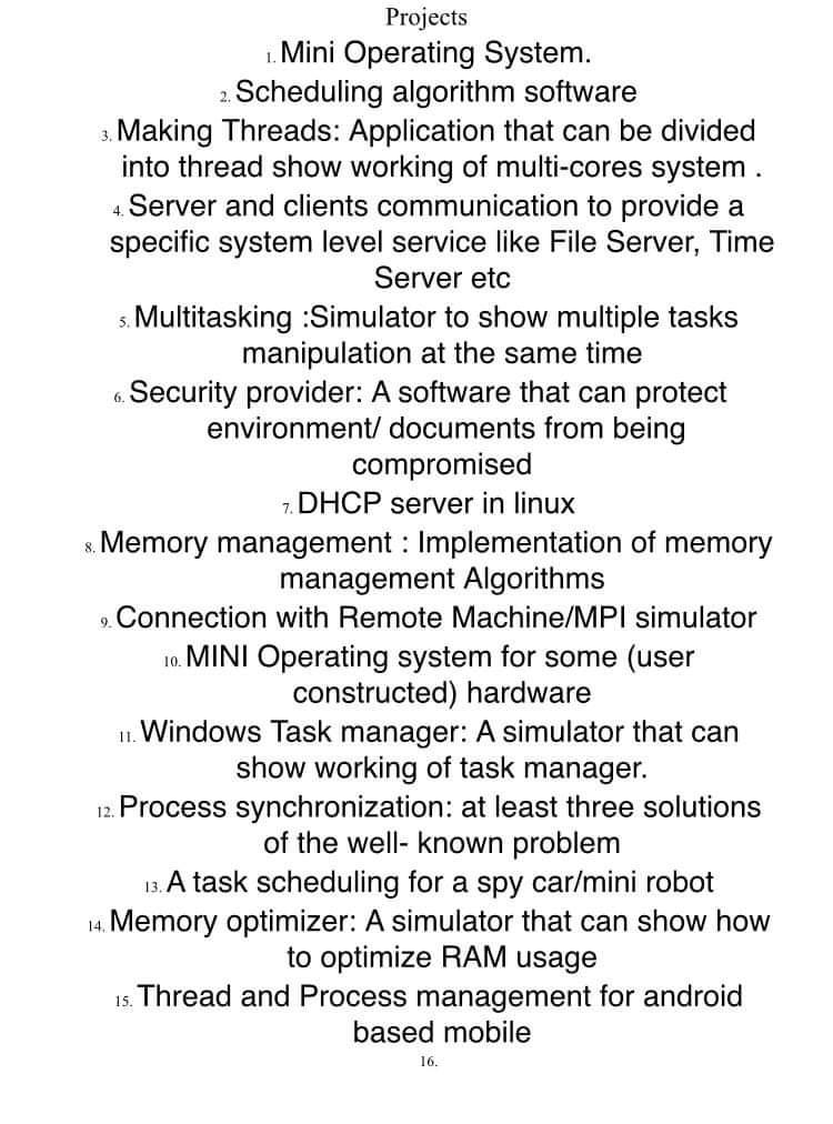 Solved IF ANY OF THESE PROJECTS AVAILABLE FOR OPERATING | Chegg.com