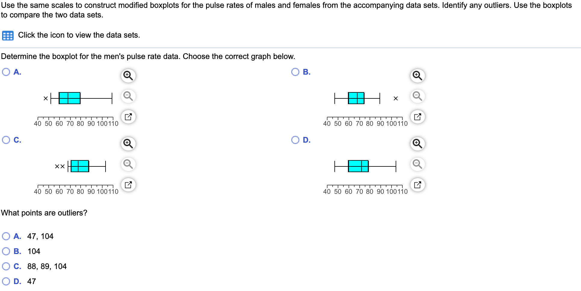 Solved Use the same scales to construct modified boxplots | Chegg.com
