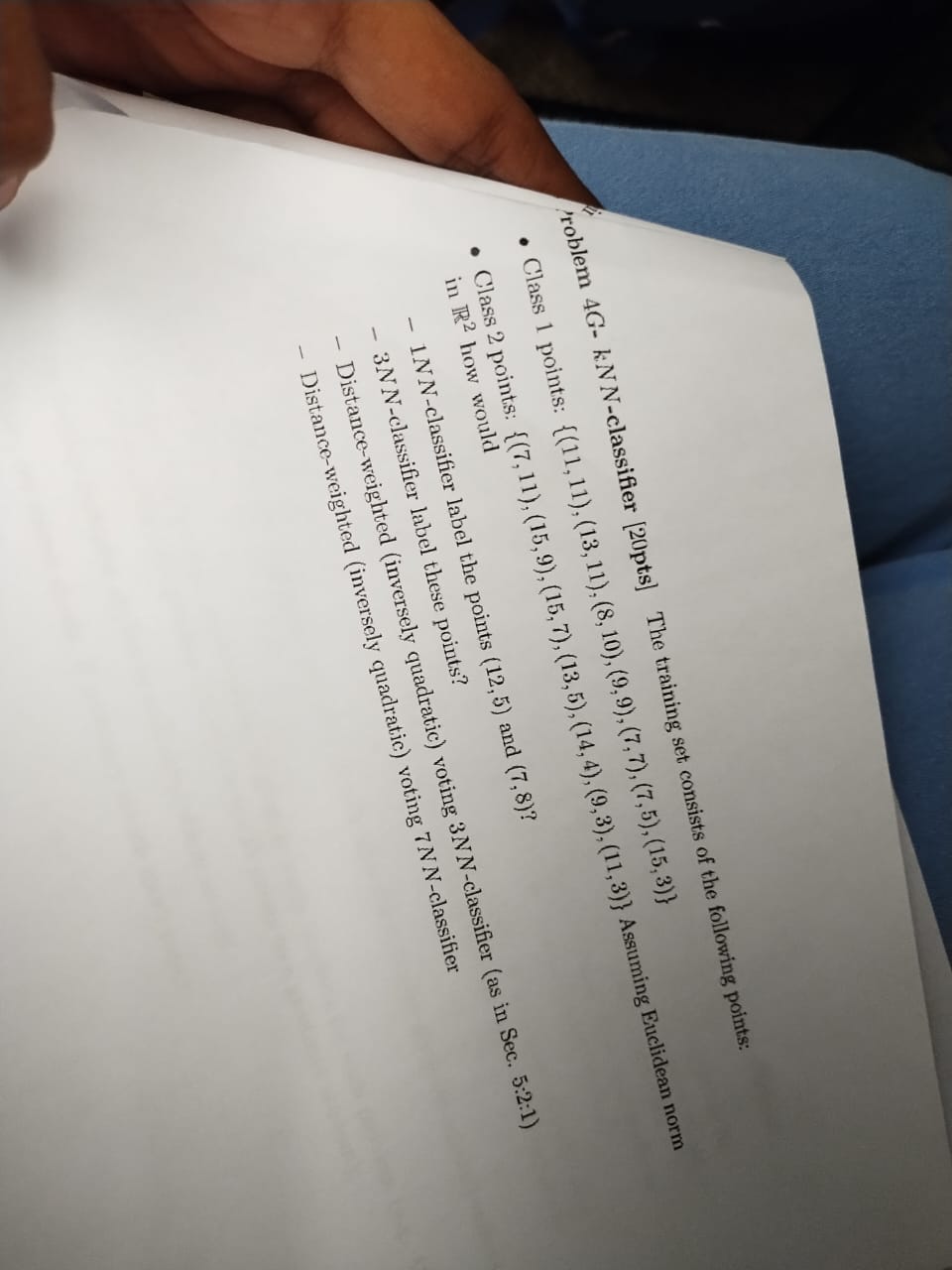 Solved problem 4G- kNN-classifier The training set consists | Chegg.com