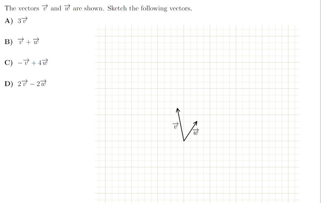 Solved The vectors v and w are shown. Sketch the following | Chegg.com