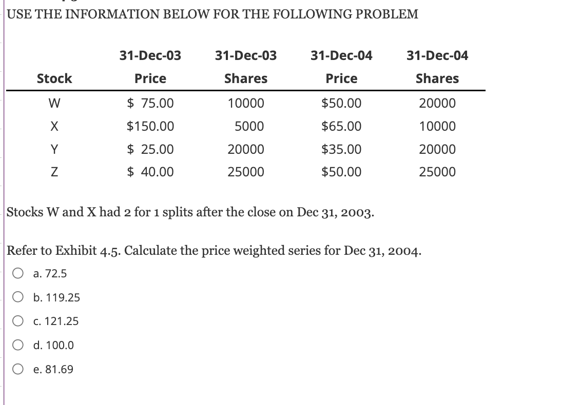 Solved USE THE INFORMATION BELOW FOR THE FOLLOWING PROBLEM | Chegg.com