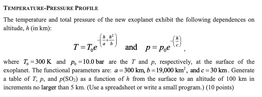 Solved TEMPERATURE-PRESSURE PROFILE The temperature and | Chegg.com