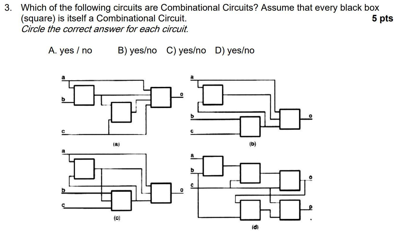 Solved 3. Which of the following circuits are Combinational | Chegg.com