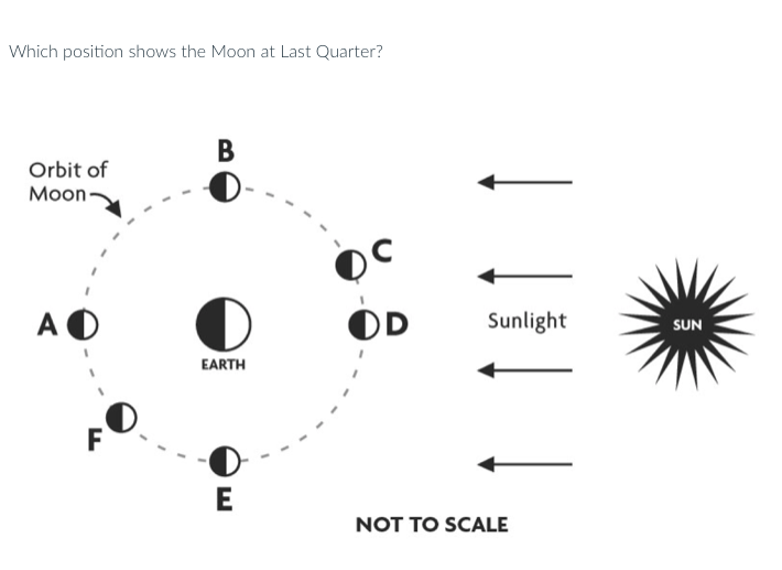 Solved Which position shows the Moon at Last Quarter? B | Chegg.com