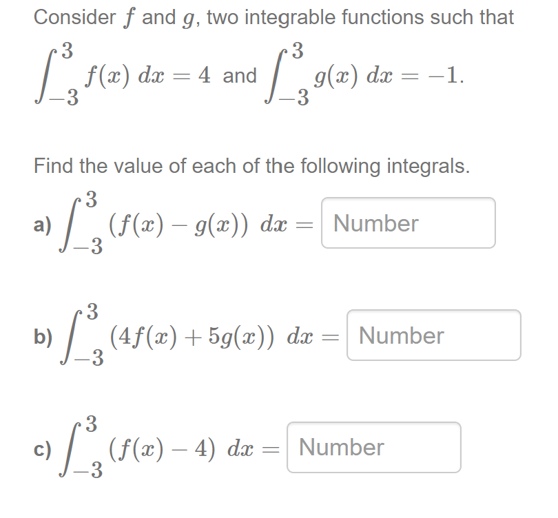 Solved Consider f and g, two integrable functions such that | Chegg.com