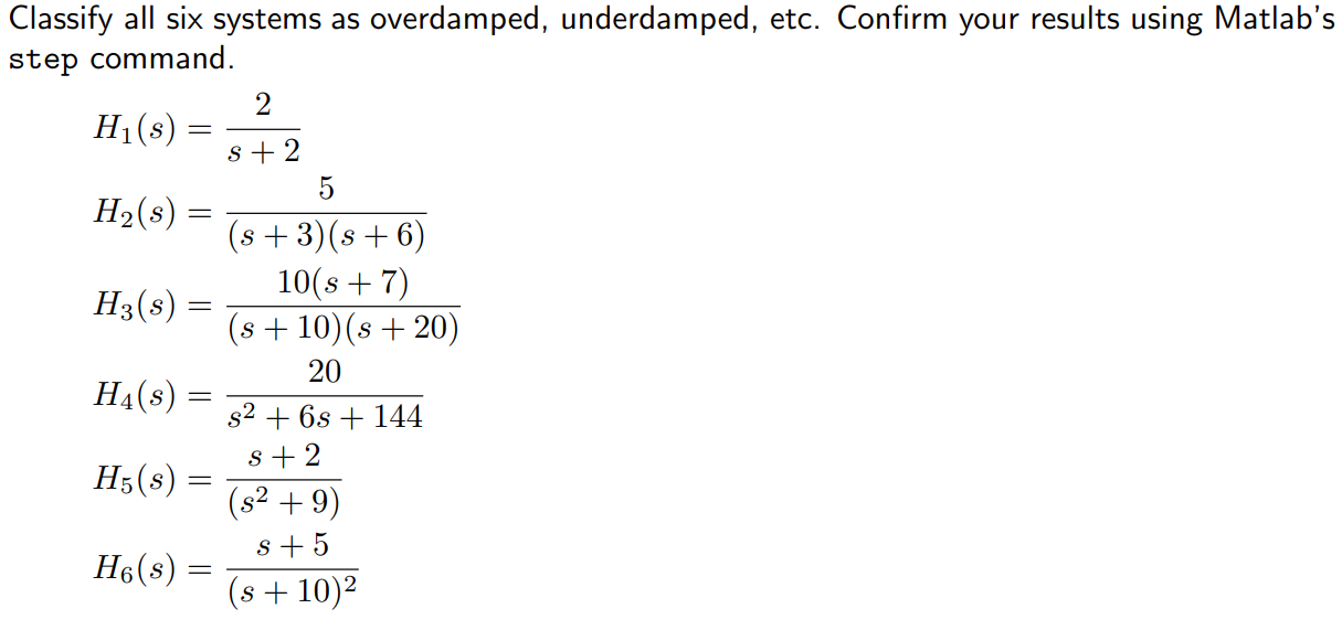 Solved Classify all six systems as overdamped, underdamped, | Chegg.com