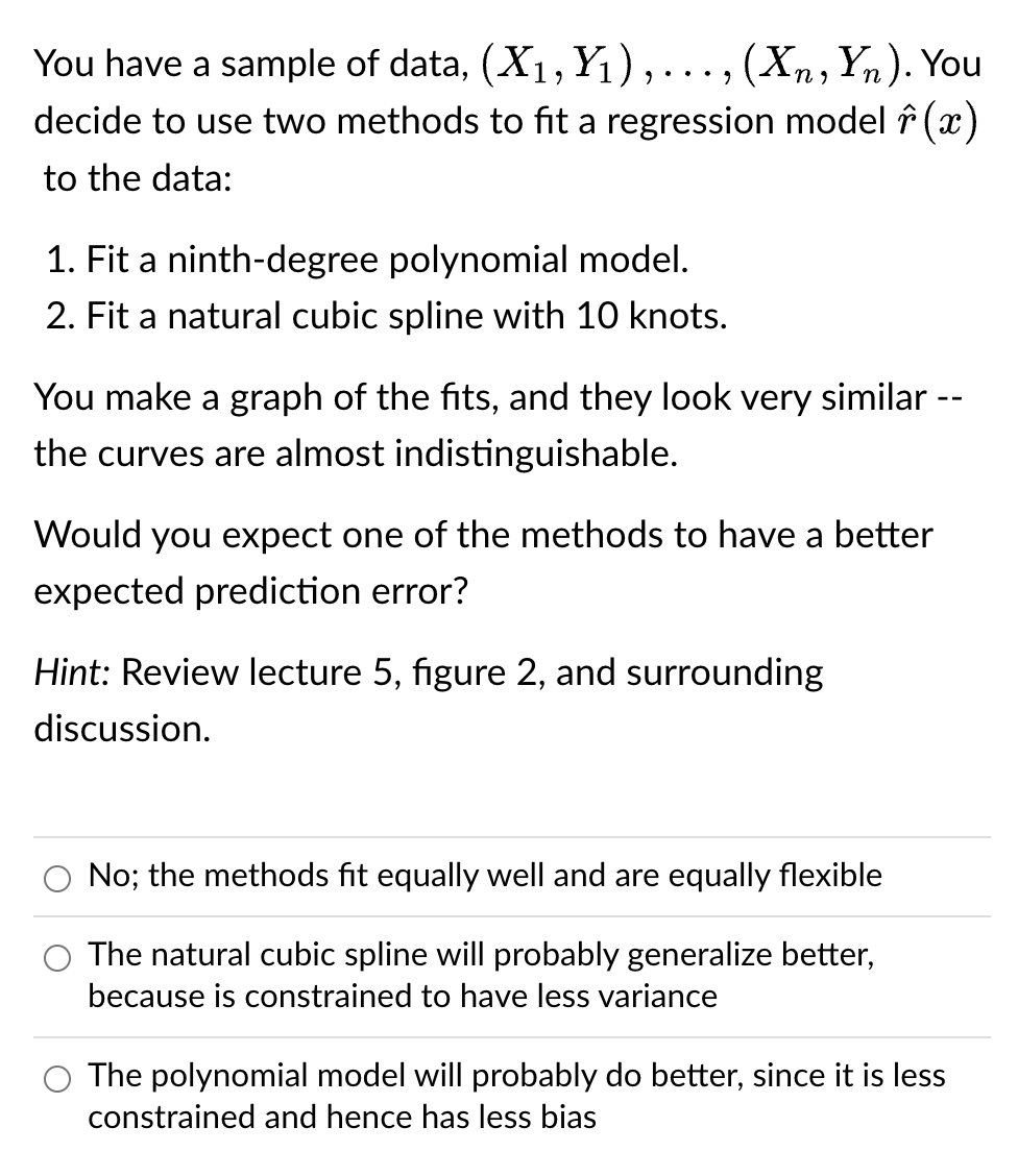 Solved You have a sample of data, (X1,Y1),…,(Xn,Yn). You | Chegg.com