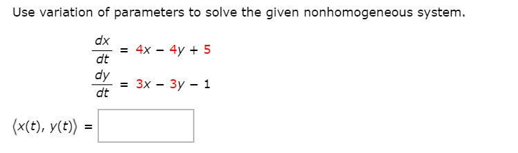 Solved Use variation of parameters to solve the given | Chegg.com