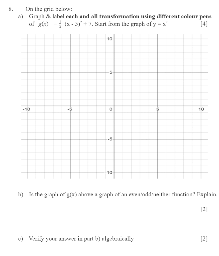 Solved 8. On the grid below: a) Graph & label each and all | Chegg.com