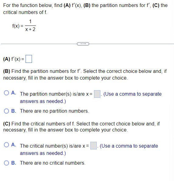 Solved For the function below, find (A)f′(x),(B) the | Chegg.com