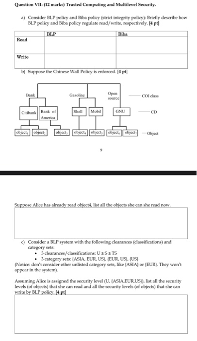 Solved Question VII: (12 marks) Trusted Computing and | Chegg.com