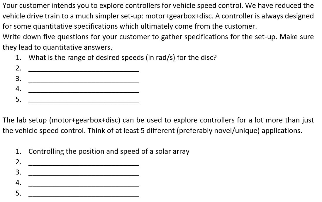 Solved Your customer intends you to explore controllers for | Chegg.com