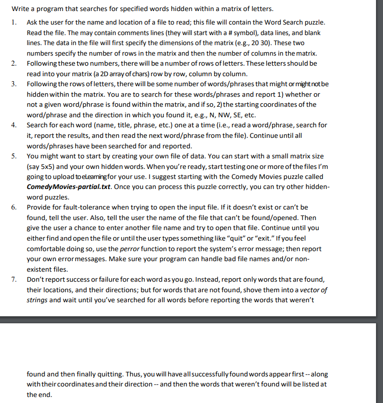 Solved Write a program that searches for specified words | Chegg.com